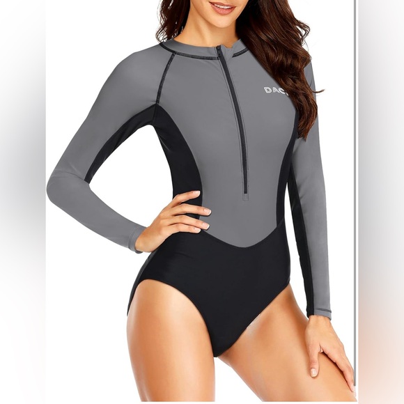 Daci | Swim | Daci Women Long Sleeve Rash Guard One Piece Zipper Swimsuit Surfing Bathing | Poshmark